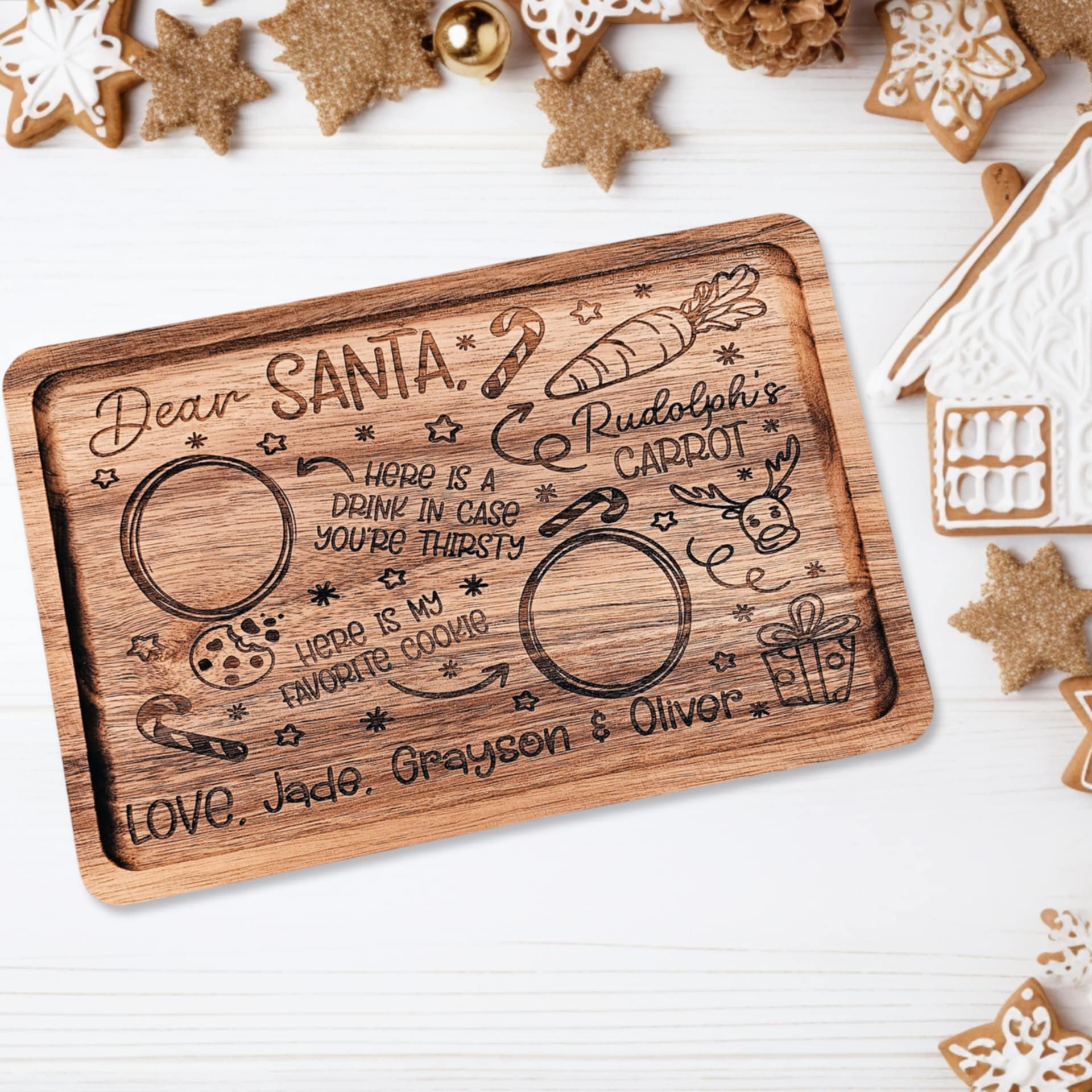 Engraved Santa Cookie & Milk Trays – Aspen Woods & Company
